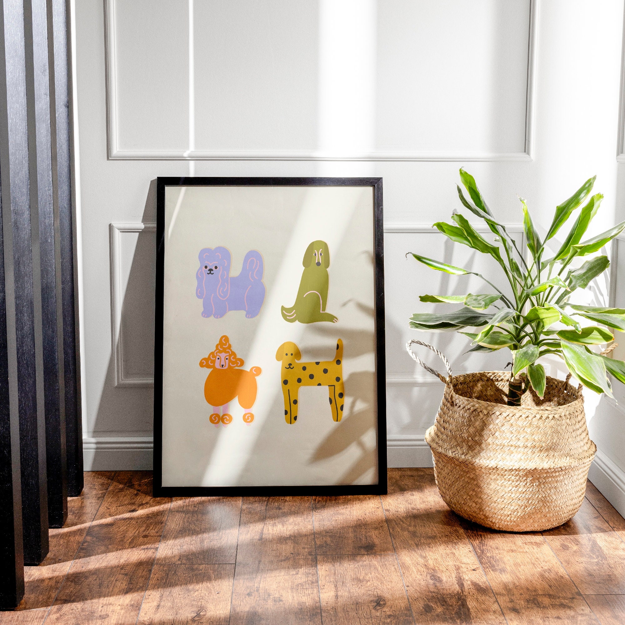 Pop Dogs 01 | Retro Colorful Mid Century Pastel Cute Dog Illustration ...