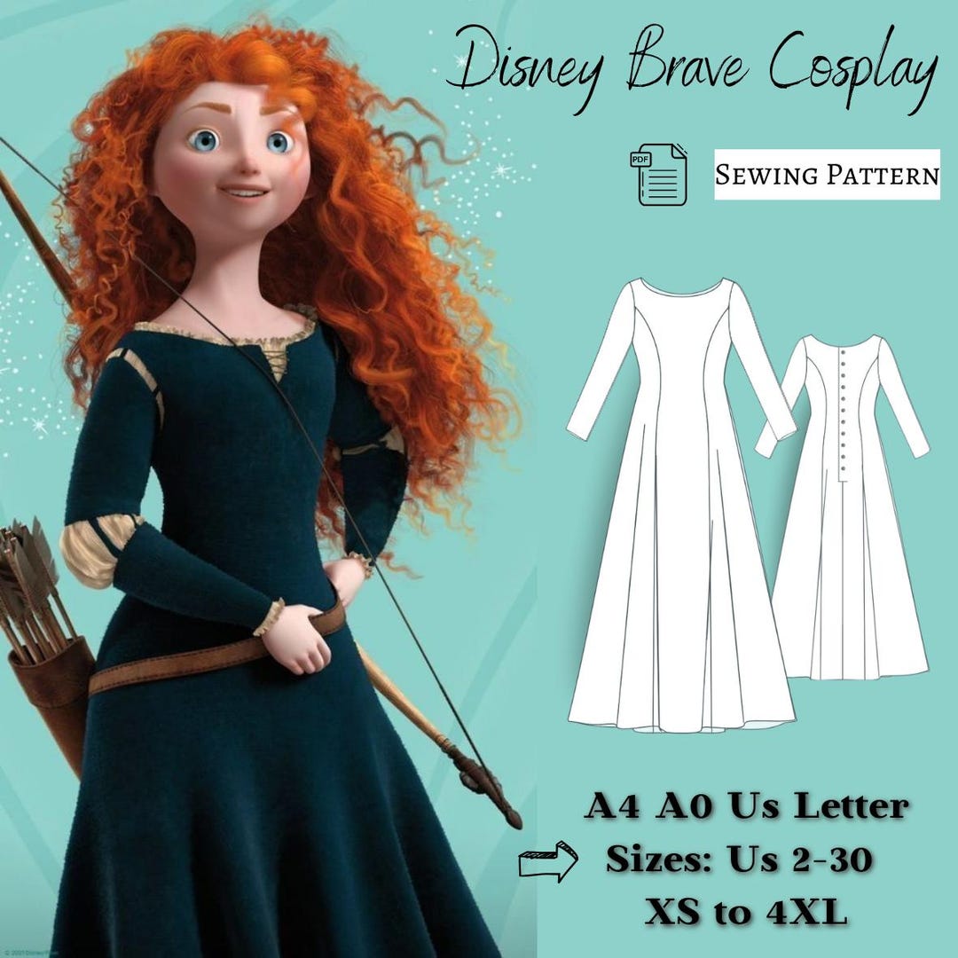 Brave Princess Cosplay Dress Sewing Pattern, XS-4XL (PDF Pattern) - Etsy