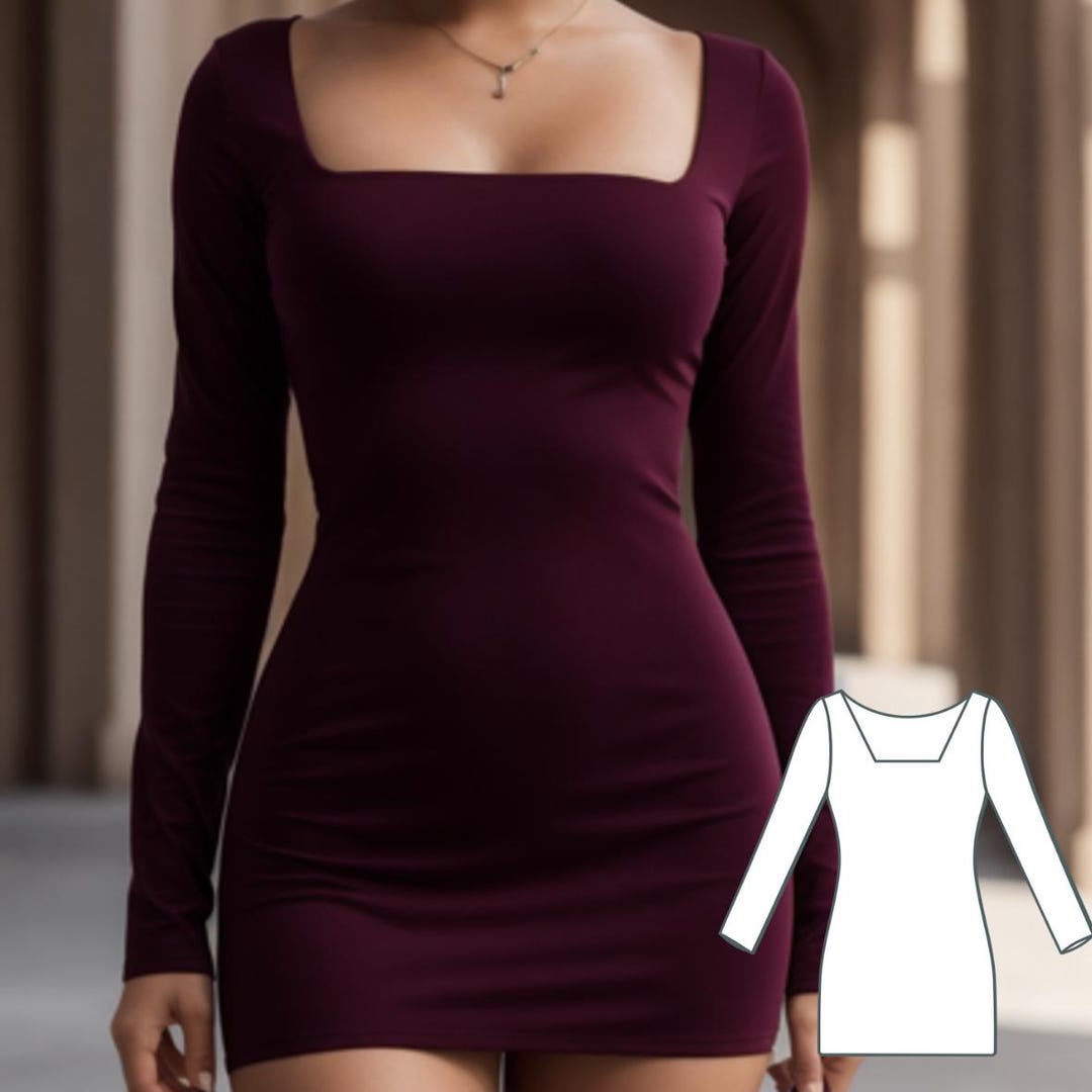 Bodycon Mini Dress Sewing Pattern: Ribbed Stretch Knit (PDF Pattern) - Etsy