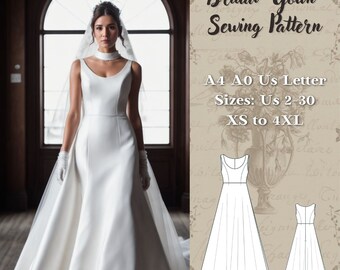 Bridal Gown Sewing Pattern, High-low Dress Pattern, Ball Gown, Fairy Dress, Circle Dress Pattern ...