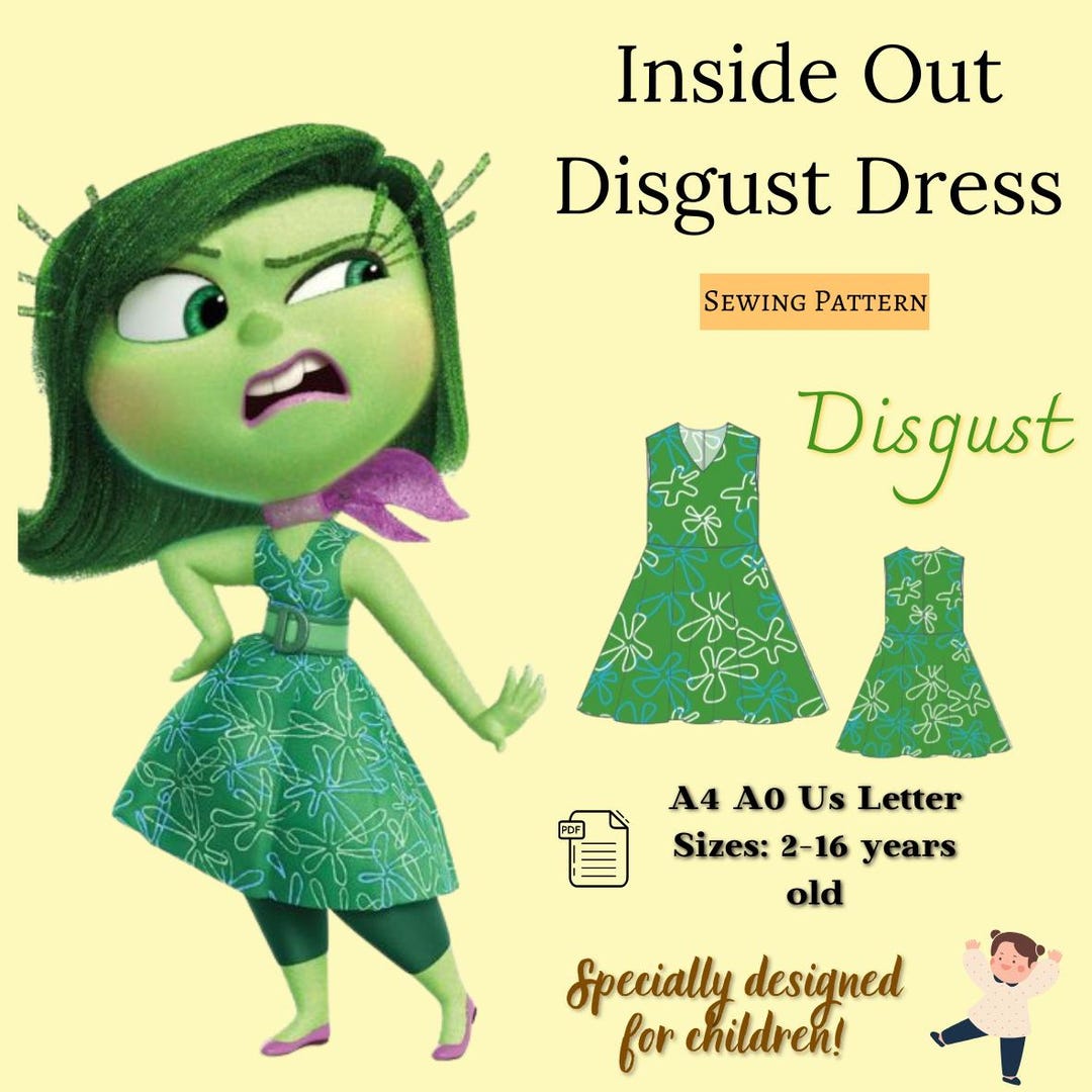 Disgust Dress Sewing Pattern: Inside Out Halloween Costume (PDF Pattern ...