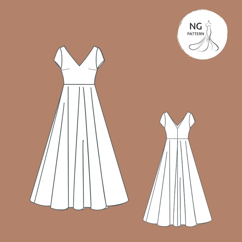 Bridal Gown Sewing Pattern, Cocktail Dress Pattern, Maxi Circle Dress ...