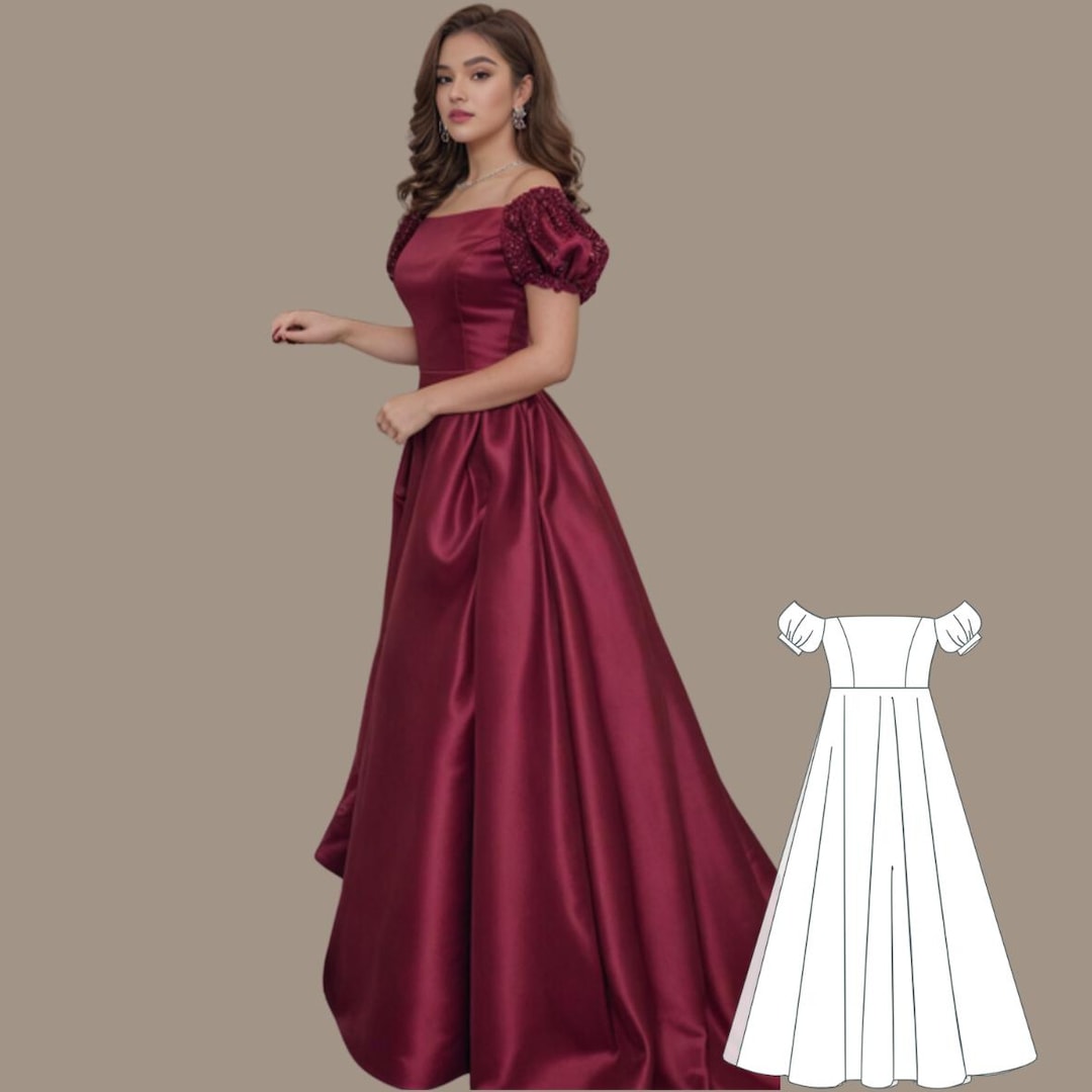 Prom Dress Sewing Pattern, Cocktail Dress, Full Circle Evening Dress ...