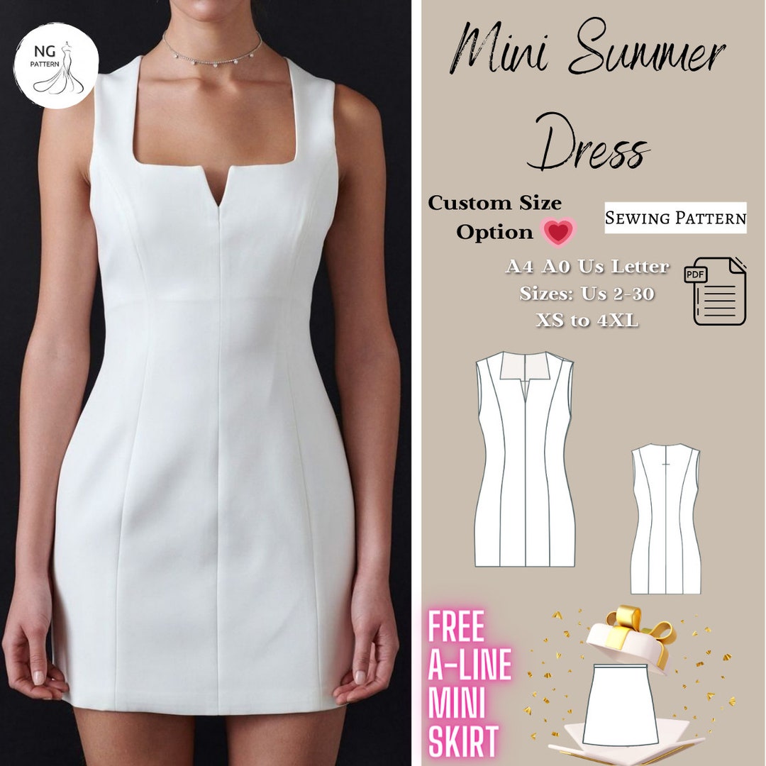 Mini Summer Dress Sewing Pattern, Sundress Pattern, Sleeveless Summer ...