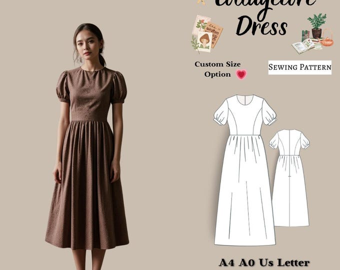 Cottagecore Dress Sewing Pattern, Renaissance, Regency, Maxi Dress ...