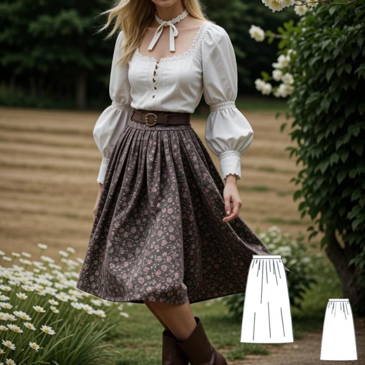 Vintage Xl Floral Skirt - Etsy Vintage Xl Floral Skirt - Etsy