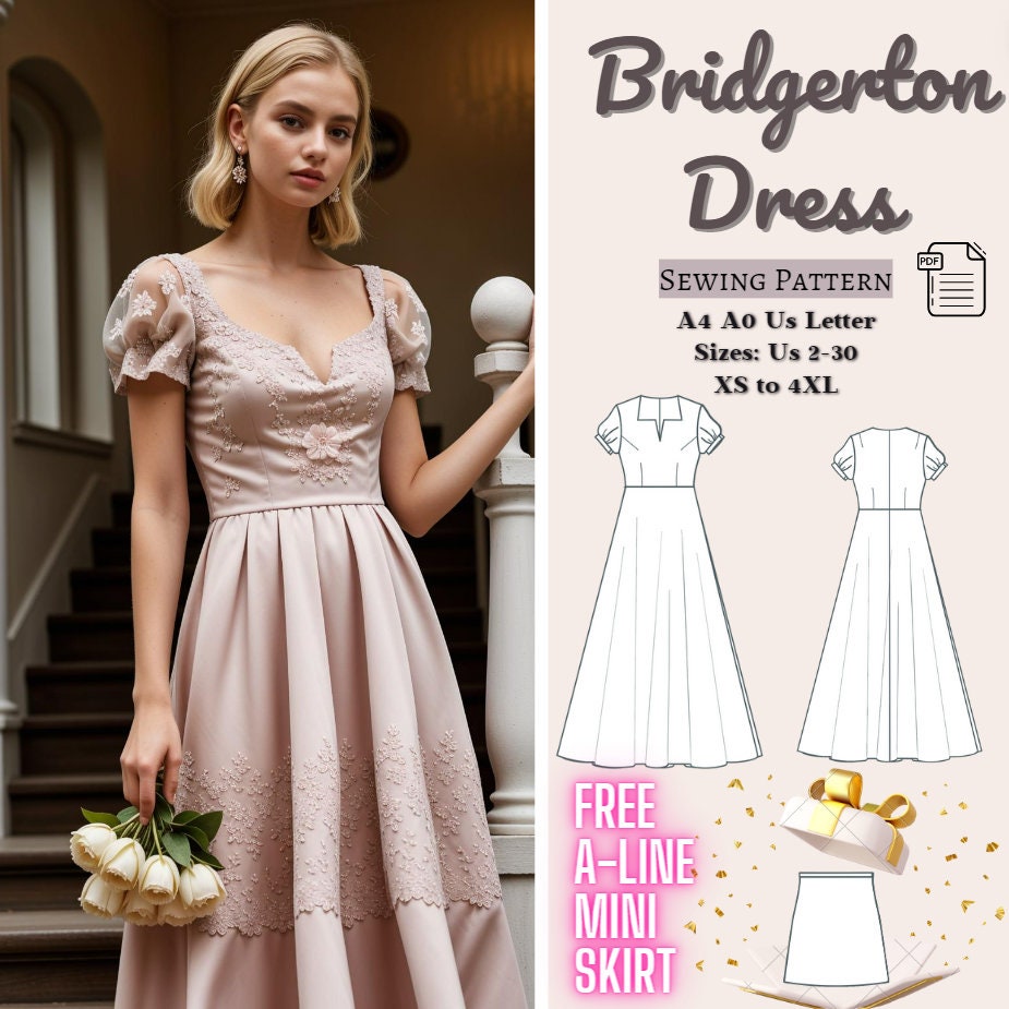 Bridgerton Dress Sewing Pattern, Bridgerton Gown, Renaissance Regency ...