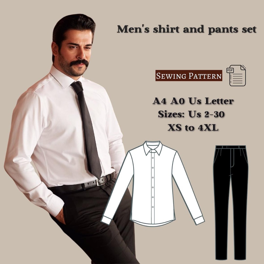 Men's Shirt and Pants Sewing Pattern, Men's Shirt Pattern, Men's Pants ...