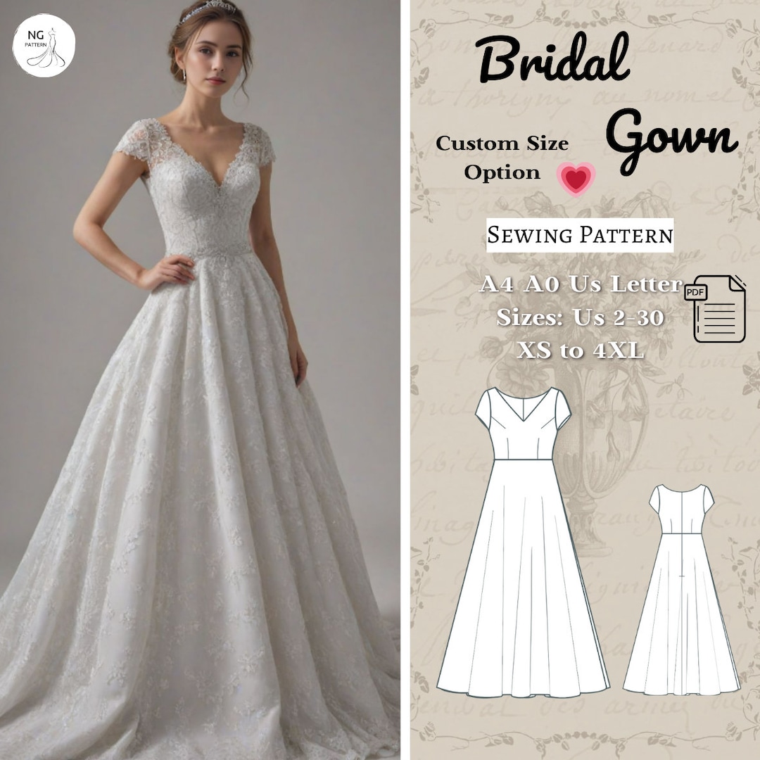 Bridal Gown Sewing Pattern, Cocktail Dress Pattern, Maxi Circle Dress ...