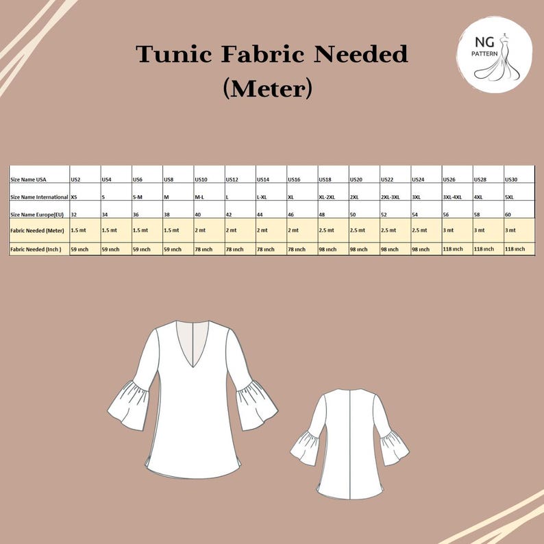 Linen Summer Tunic Top Sewing Pattern, Ruffle Sleeve Tunic Top, Easy ...