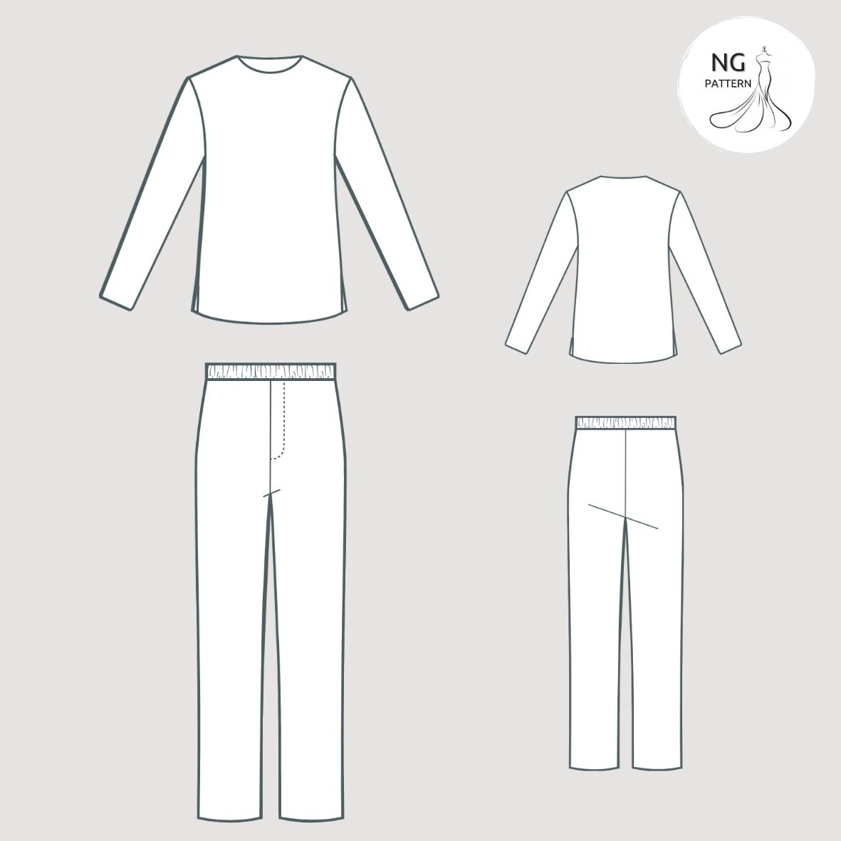 Men's Pajama Set Sewing Pattern, Men's Shirt Pattern, Men's Trousers ...