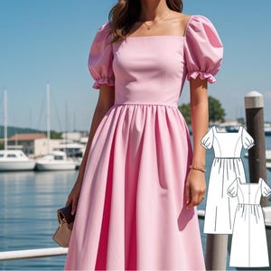 Midi Summer Dress Sewing Pattern, Cottacegore Dress Pattern, Sundress ...