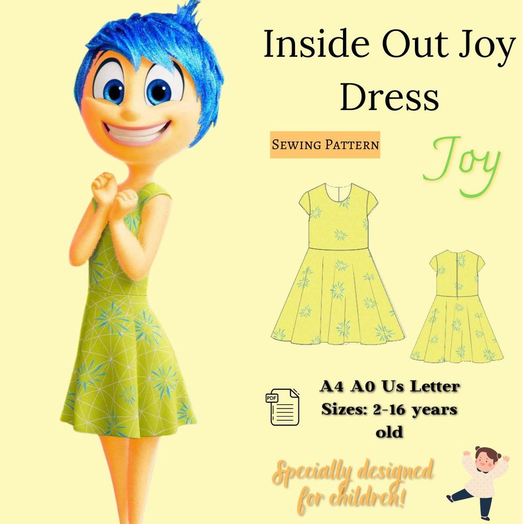 Joy Halloween Costume Sewing Pattern: Inside Out Cosplay Dress (PDF ...