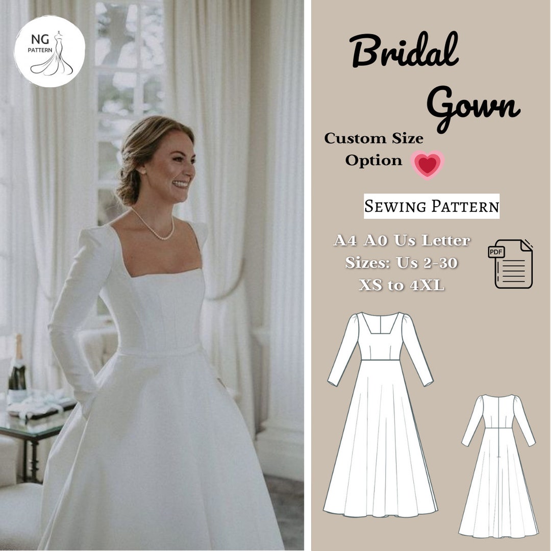 Bridal Gown Sewing Pattern, Cocktail Dress Pattern, Maxi Circle Dress ...