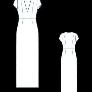 V Neck Maxi Evening Dress Sewing Pattern, Evening Gown, V Neck Dress ...