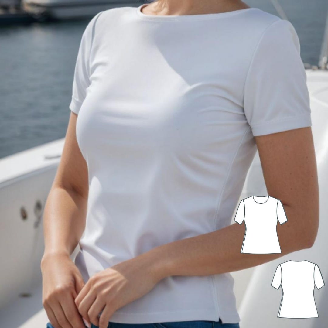Simple T-shirt Sewing Pattern, Women's T-shirt, Basic Summer T-shirt ...