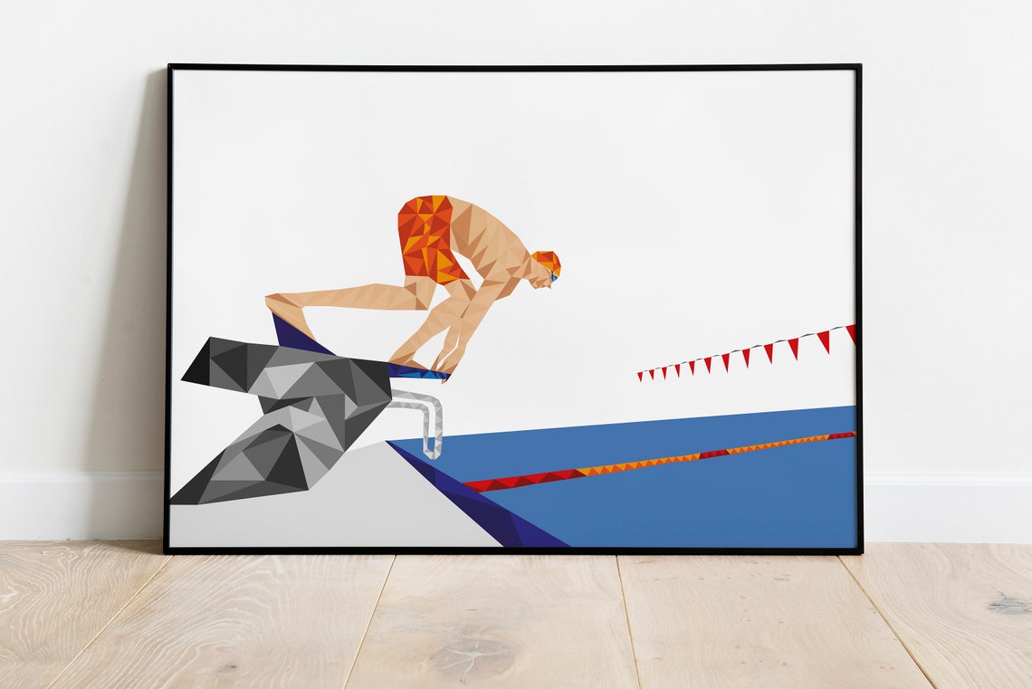 Swimming Poster - Etsy