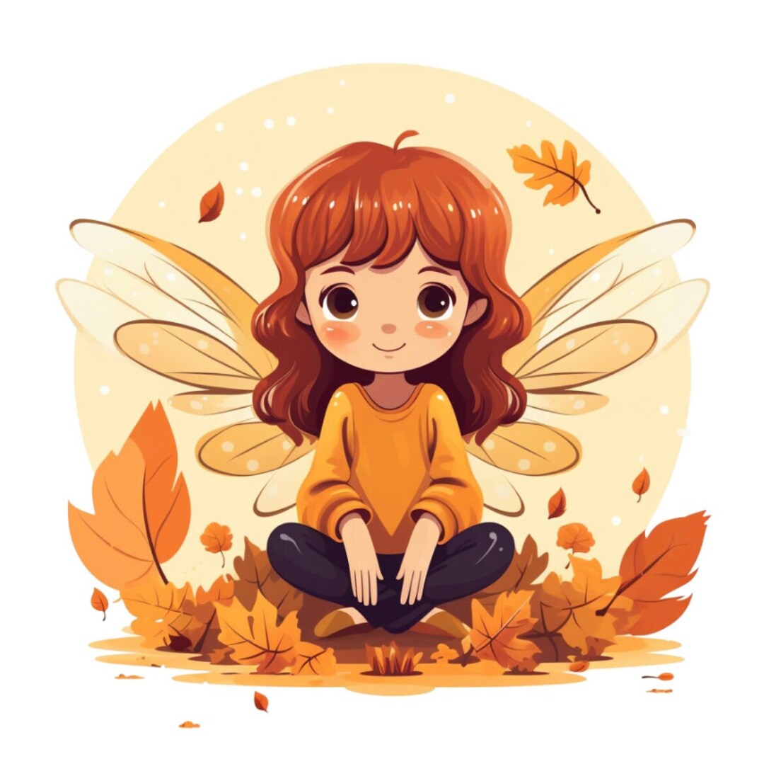 Cute Autumn Fairy PNG Clip Art Transparent Background Digital - Etsy