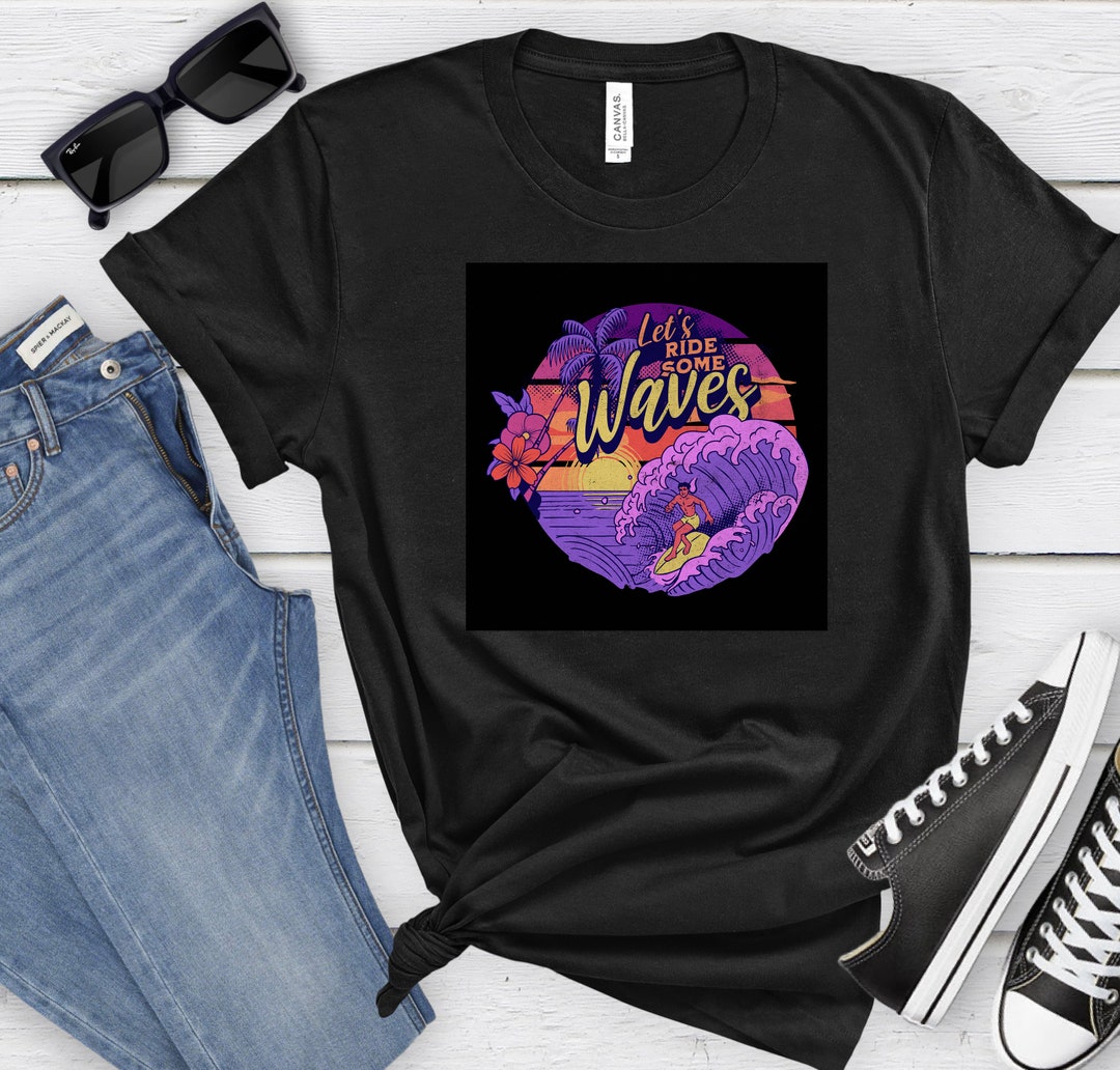 Surfing Waves Graphic T-shirt Ocean Beach Surf Tee Men's and Women's ...