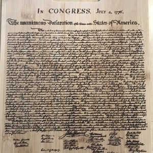 Declaration of Independence! Laser Engraved on Wood - Etsy