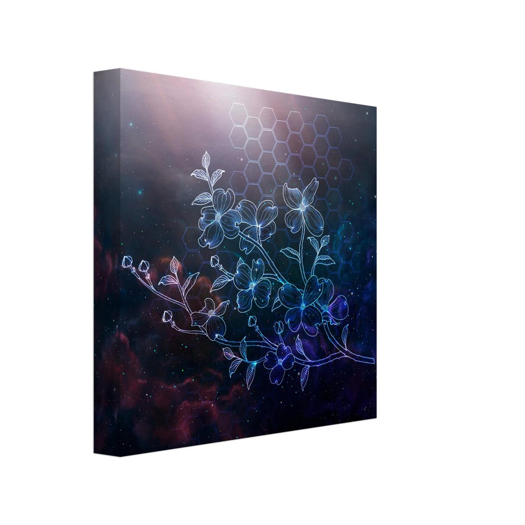 Irresistible Flower Nebula Canvas Art - Starlight Honeycomb Decorative ...