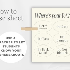 RA Door Sign | RA Door Decs | Dorm Staff | Where's Your RA | College ...
