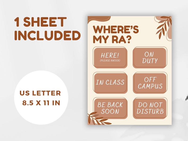 RA Door Sign | RA Door Decs | Dorm Staff | Where's My RA | College Dorm ...