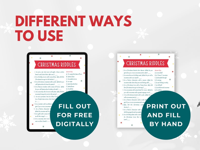Christmas Riddles | Christmas Party Games Printable | Christmas Trivia ...