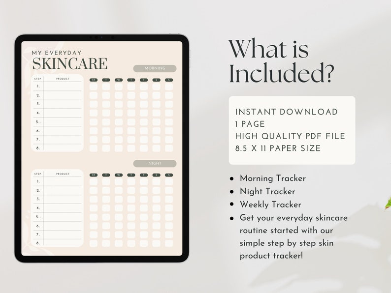 Skincare Routine, Skincare Tracker, Skincare Planner, Weekly Skincare ...