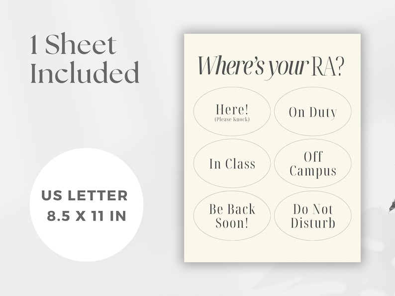 RA Door Sign | RA Door Decs | Dorm Staff | Where's Your RA | College ...