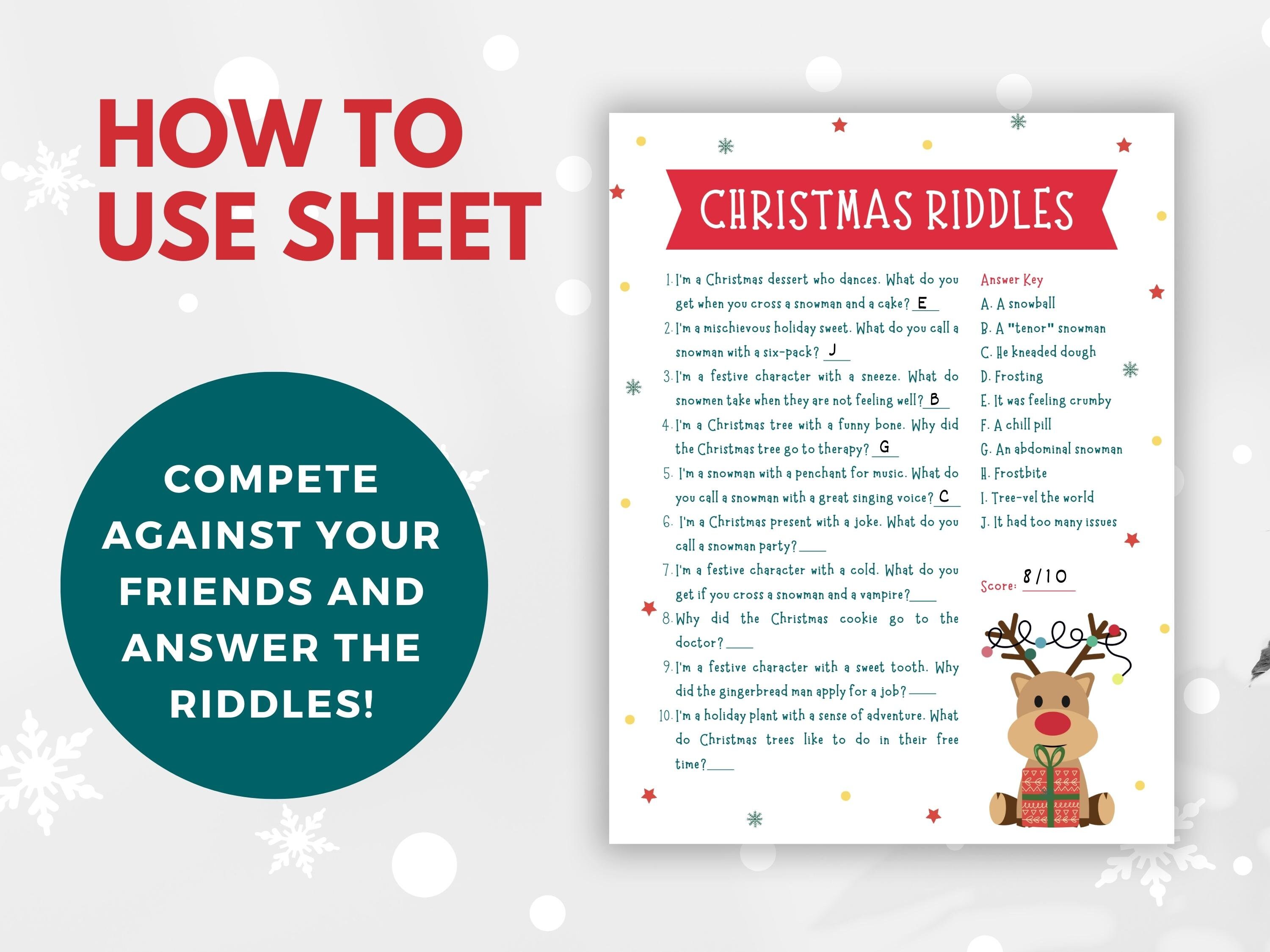 Christmas Riddles Christmas Party Games Printable - Etsy