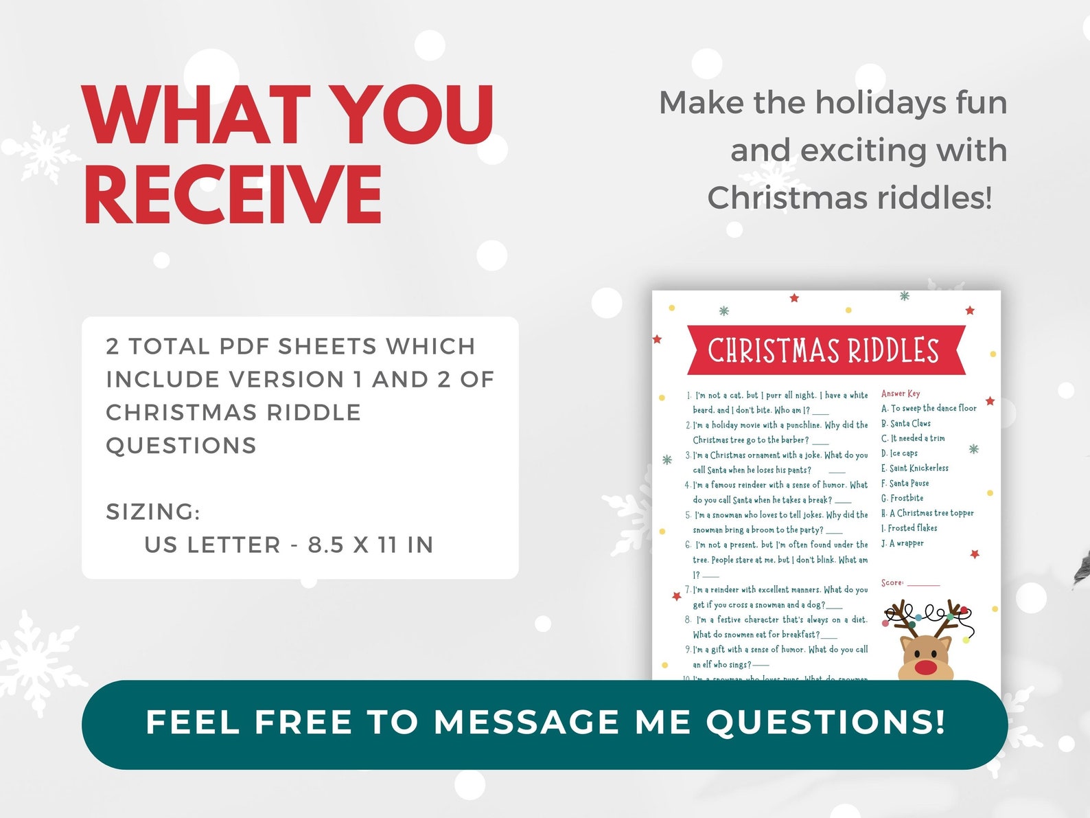 Christmas Riddles | Christmas Party Games Printable | Christmas Trivia ...