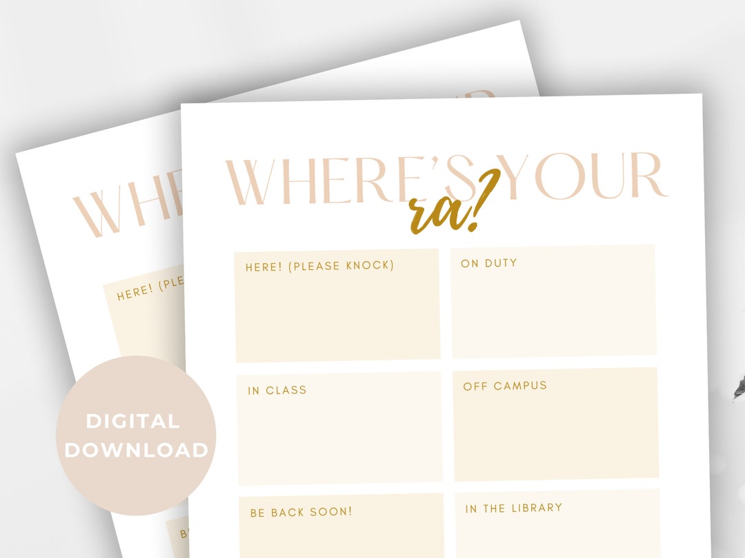 RA Door Sign | RA Door Decs | Dorm Staff | Where's Your RA | College ...