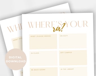 RA Door Sign | RA Door Decs | Dorm Staff | Where's Your RA | College ...