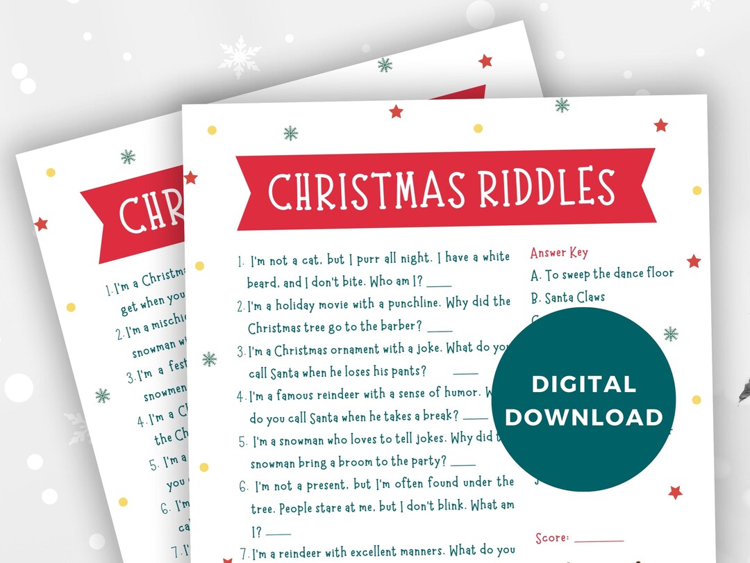 Christmas Riddles | Christmas Party Games Printable | Christmas Trivia ...