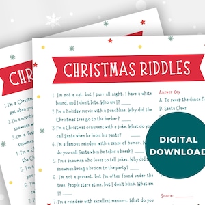 Christmas Riddles | Christmas Party Games Printable | Christmas Trivia ...