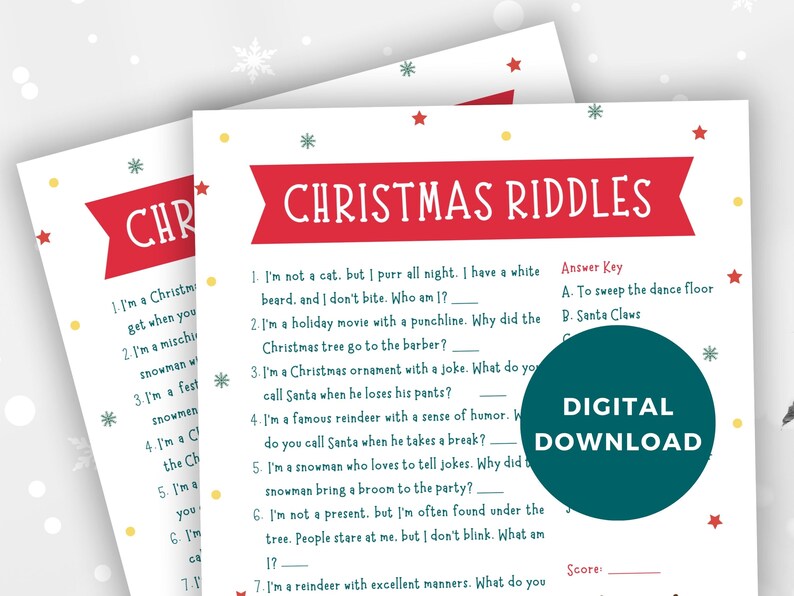 Christmas Riddles | Christmas Party Games Printable | Christmas Trivia ...