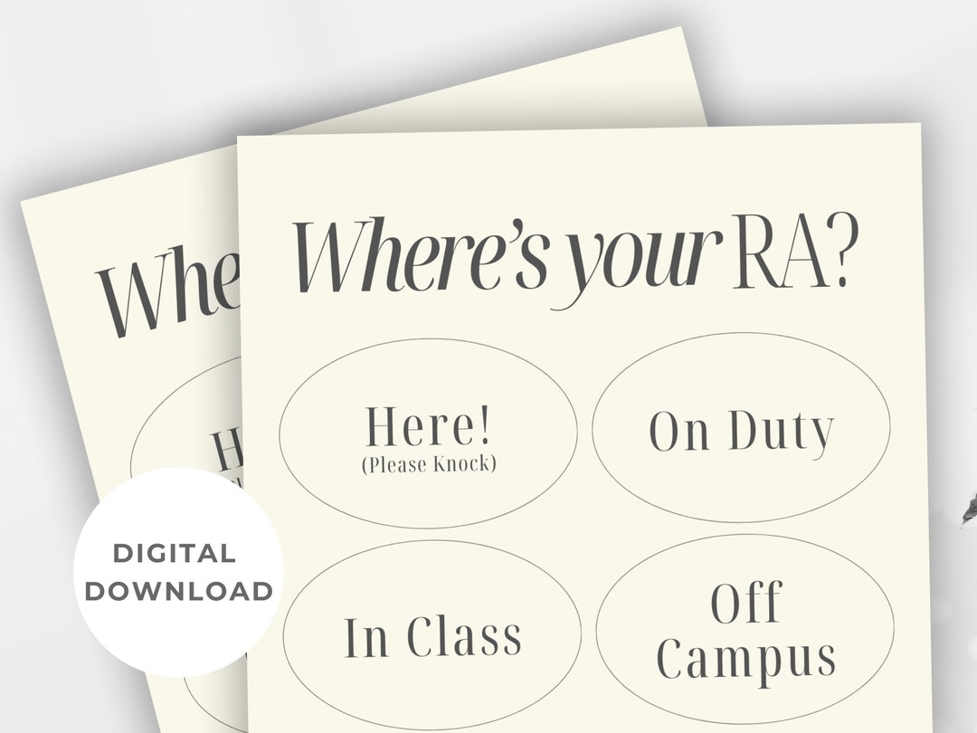 RA Door Sign | RA Door Decs | Dorm Staff | Where's Your RA | College ...