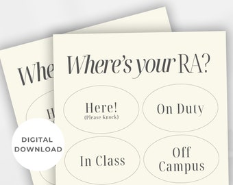 RA Door Sign | RA Door Decs | Dorm Staff | Where's My RA | College Dorm ...