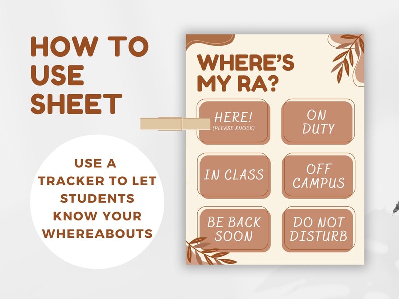RA Door Sign | RA Door Decs | Dorm Staff | Where's My RA | College Dorm ...