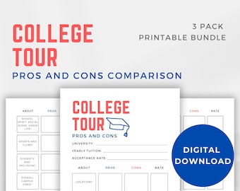 College Pros and Cons Worksheet | College Comparison | College Rating ...
