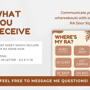 RA Door Sign | RA Door Decs | Dorm Staff | Where's My RA | College Dorm ...