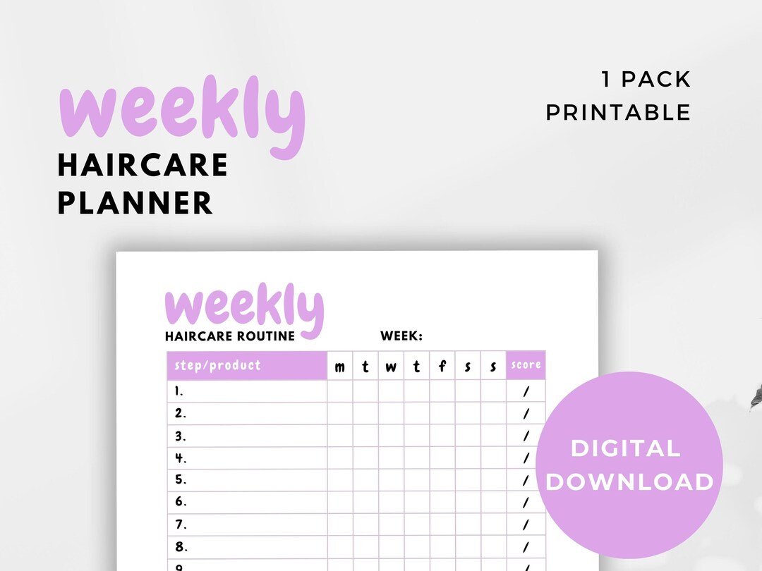 Weekly Haircare Routine | Haircare Tracker | Haircare Planner | Self ...