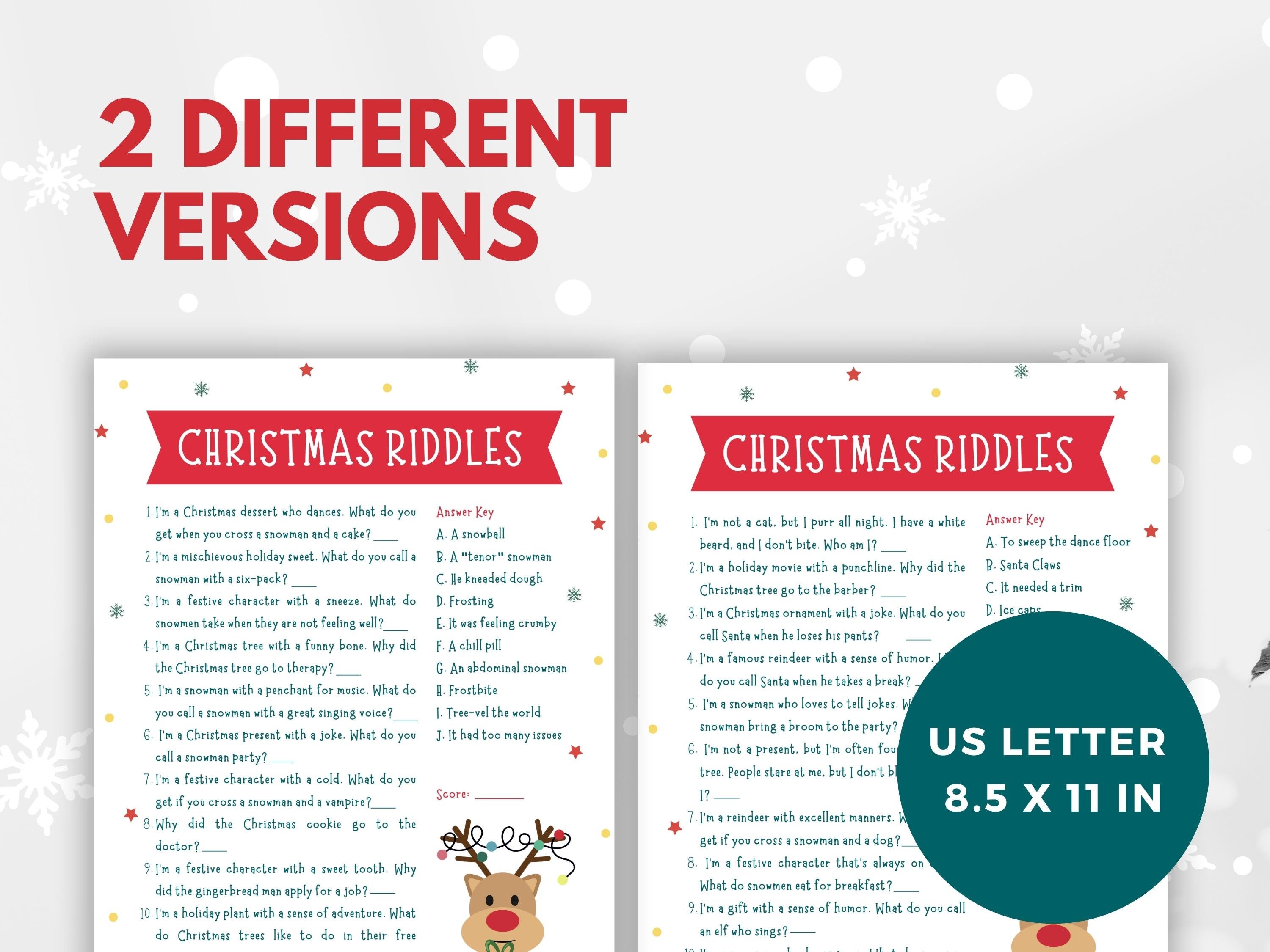 Christmas Riddles Christmas Party Games Printable - Etsy