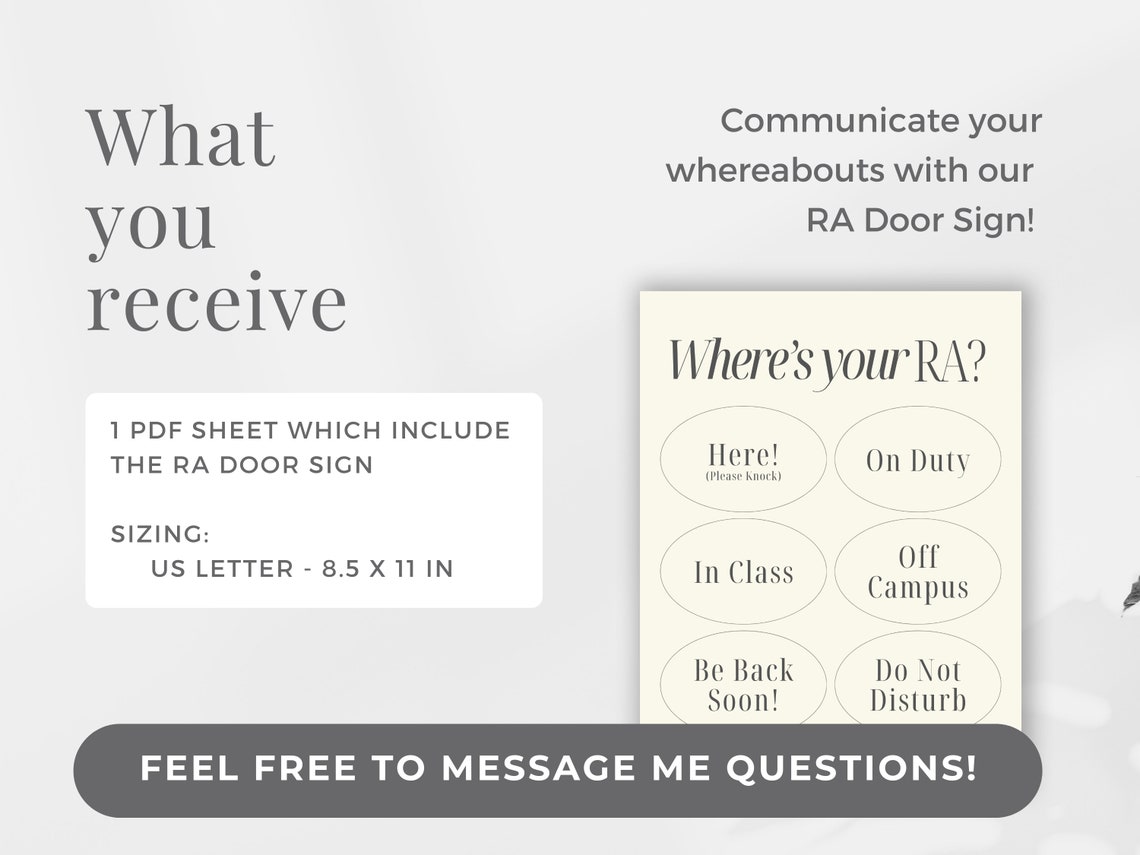 RA Door Sign | RA Door Decs | Dorm Staff | Where's Your RA | College ...