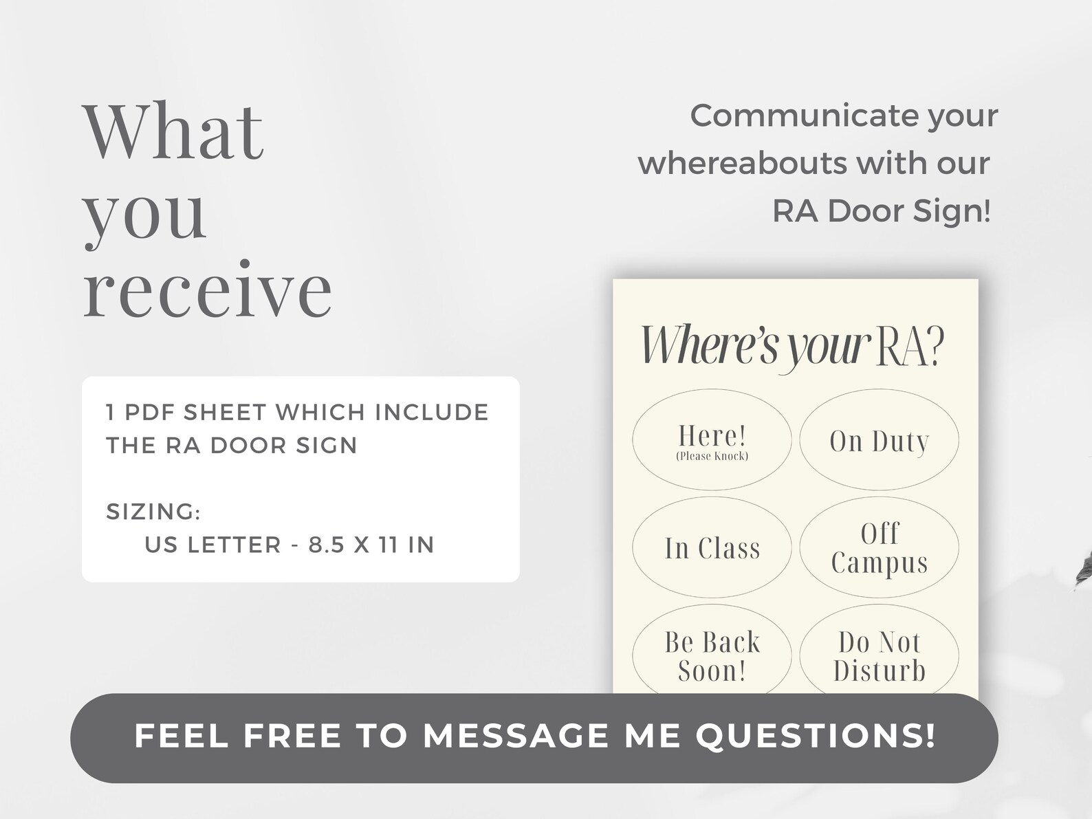 RA Door Sign | RA Door Decs | Dorm Staff | Where's Your RA | College ...