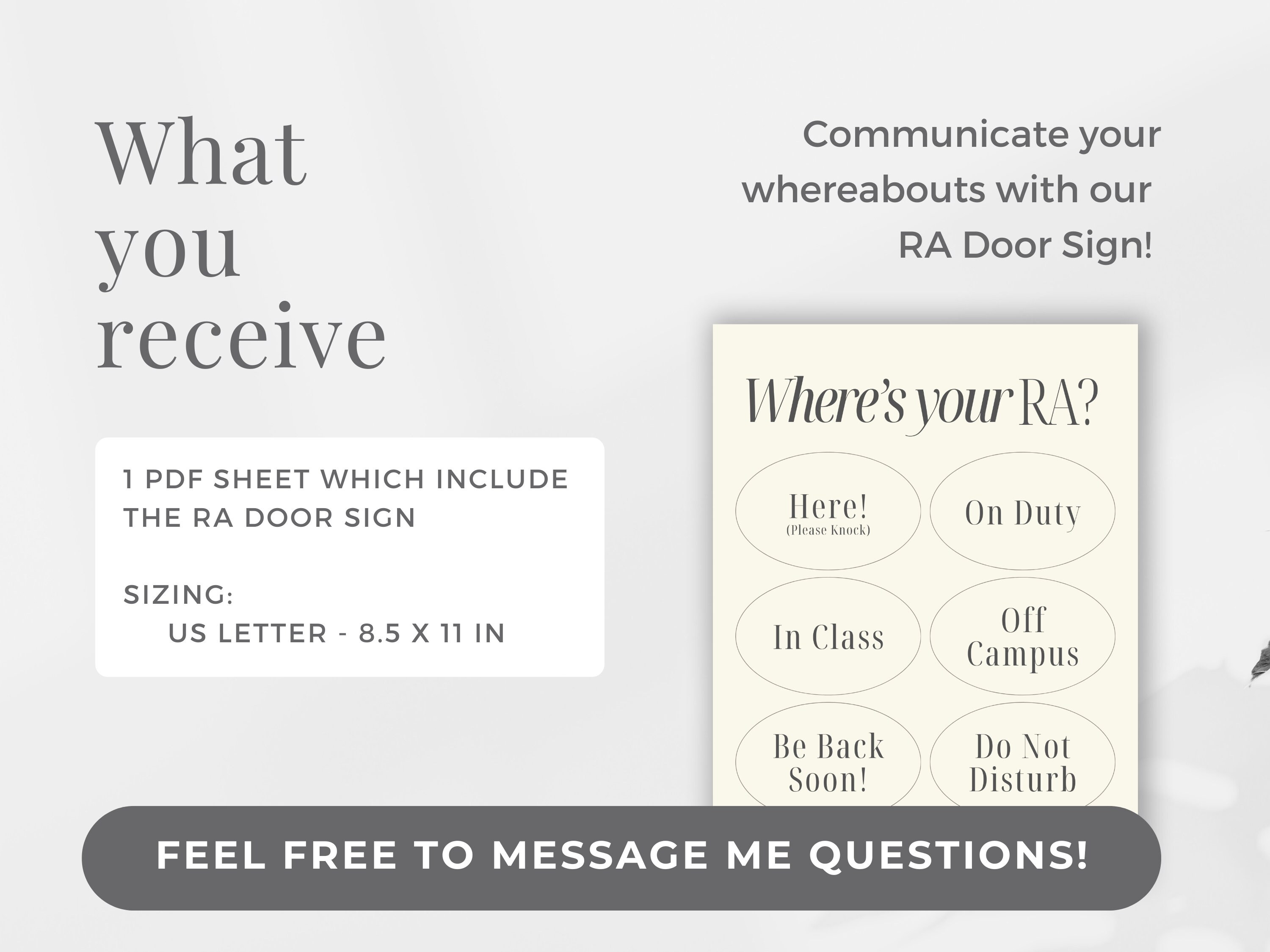 RA Door Sign | RA Door Decs | Dorm Staff | Where's Your RA | College ...