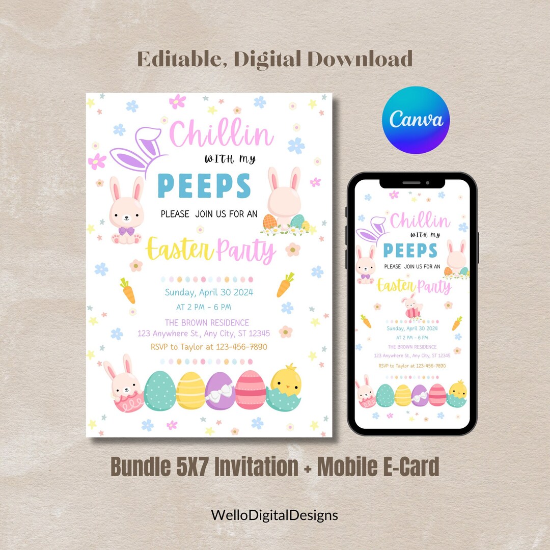 Editable Easter Egg Hunt Invitation, Printable & Mobile Digital Invite ...