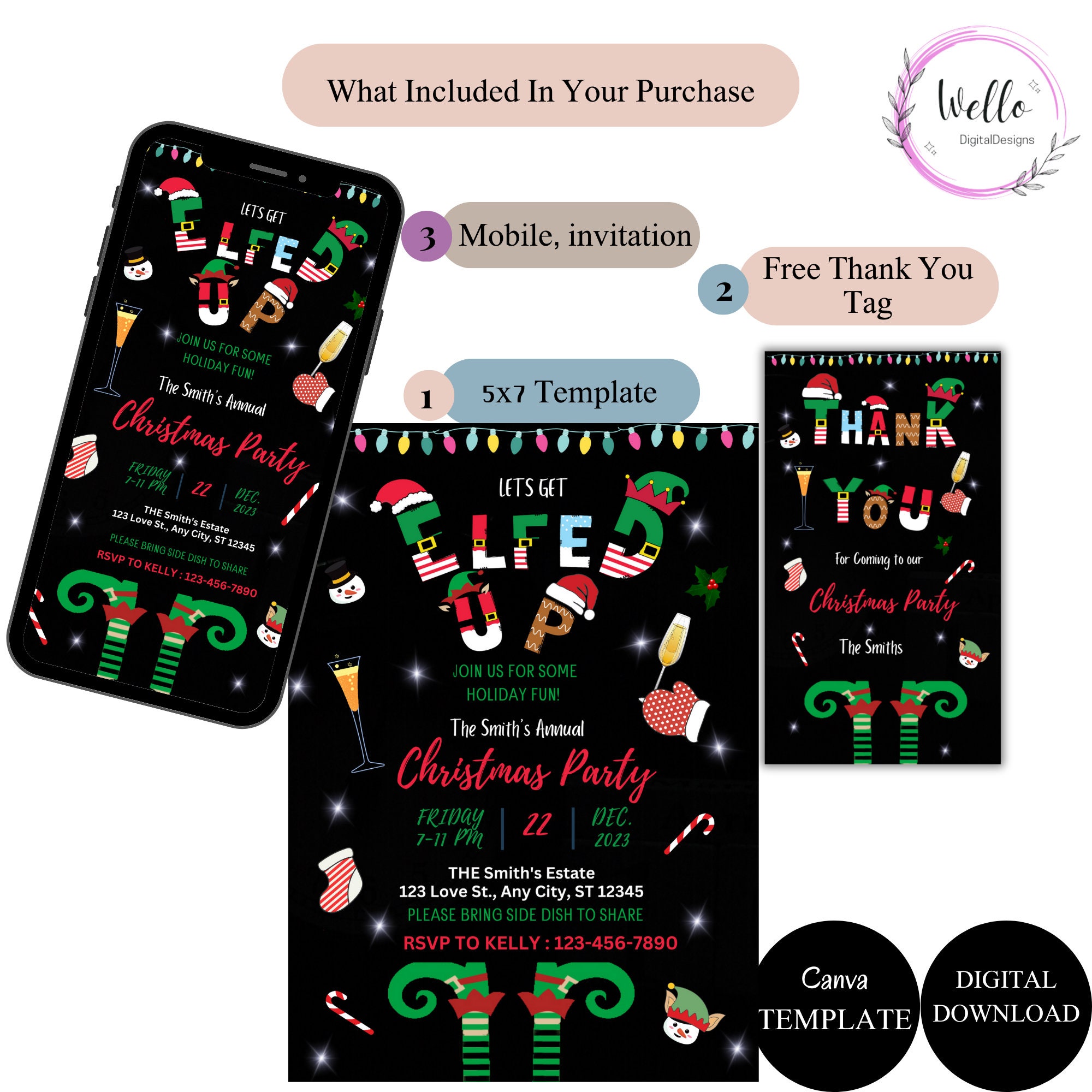 Let's Get Elfed up Invitation Template , Holiday Invite, Elfed up ...