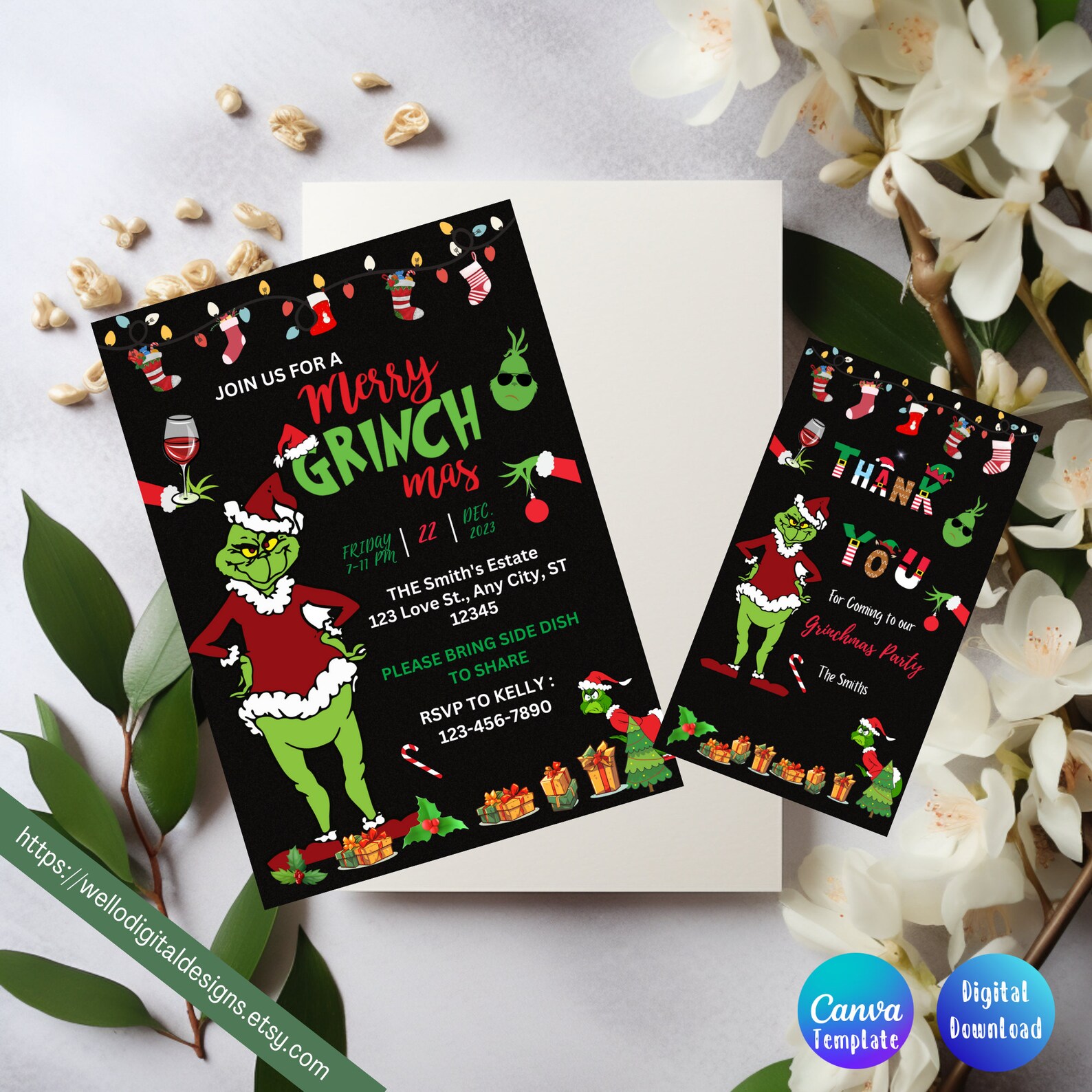Grinch Party Invitation, Merry Grinchmas Invitation, Grinch Invite ...